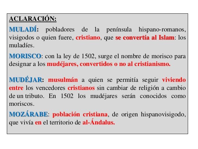 Muladíes, mozárabes, mudéjares y moriscos